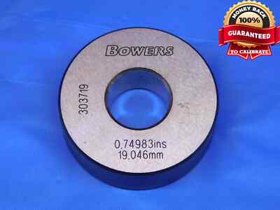 .74983 MASTER PLAIN BORE RING GAGE .7500 -.0002 UNDERSIZE 3/4 19 mm ...