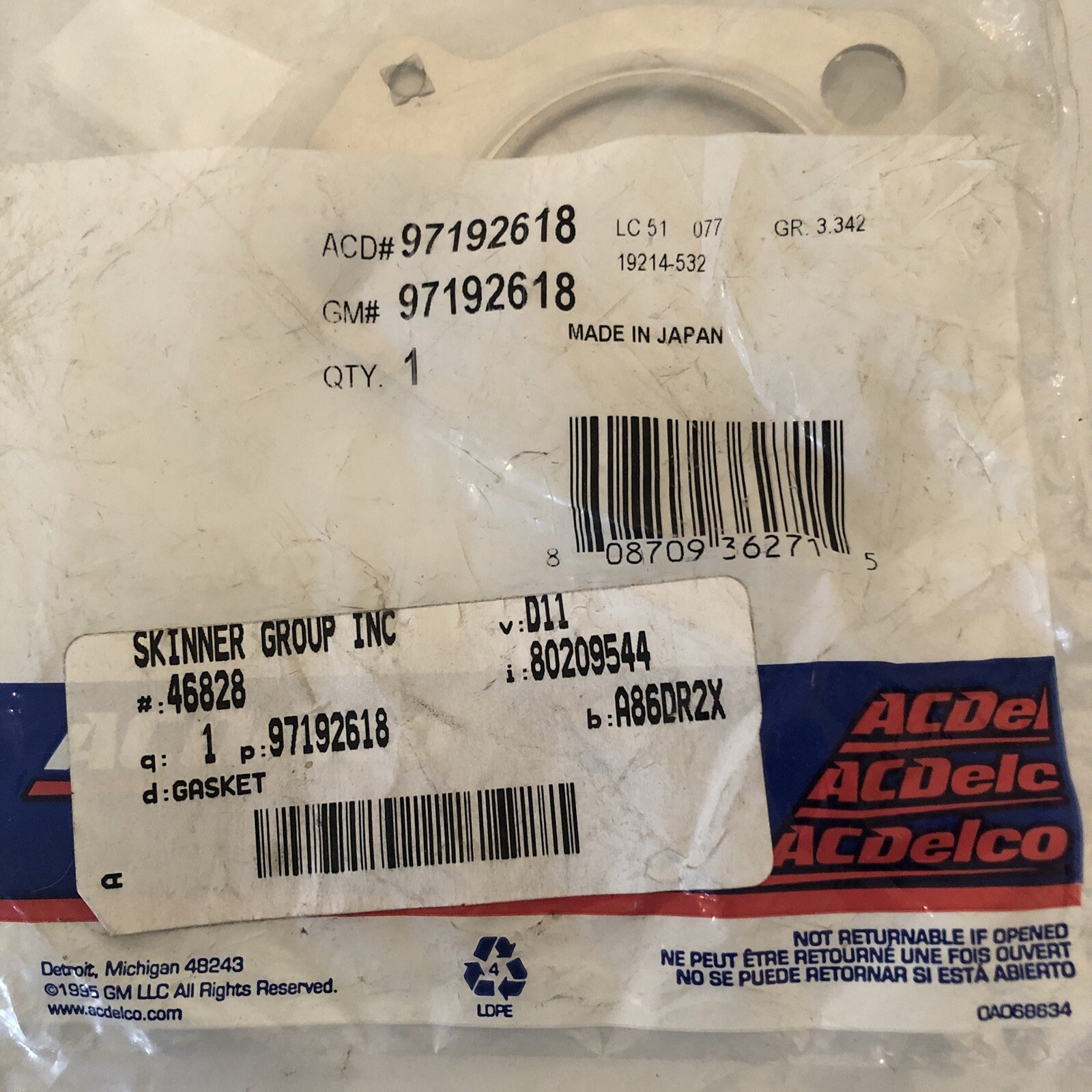 GM OEM TURBOCHARGER TURBO INLET GASKET 97192618 NEW | eBay