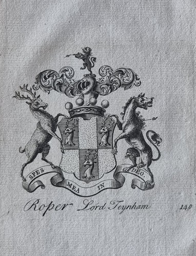 1768 Antiker Druck Familienwappen Wappen Roper Lord Teynham | eBay.de