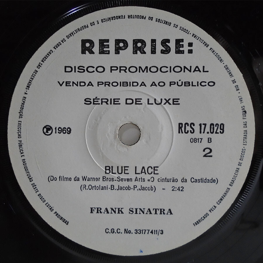 FRANK SINATRA MY WAY / BLUE LACE BRAZIL RARE 1969 7" PROMO WHITE LABEL ...