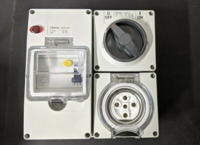 5 pin 20 Amp RCD PROTECTED - Switched Socket Outlet IP66 INDUSTRIAL 3 ...