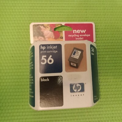 HP 56 OEM Ink Cartridge New Sealed Black Noir C6656 Expires July 2005 ...