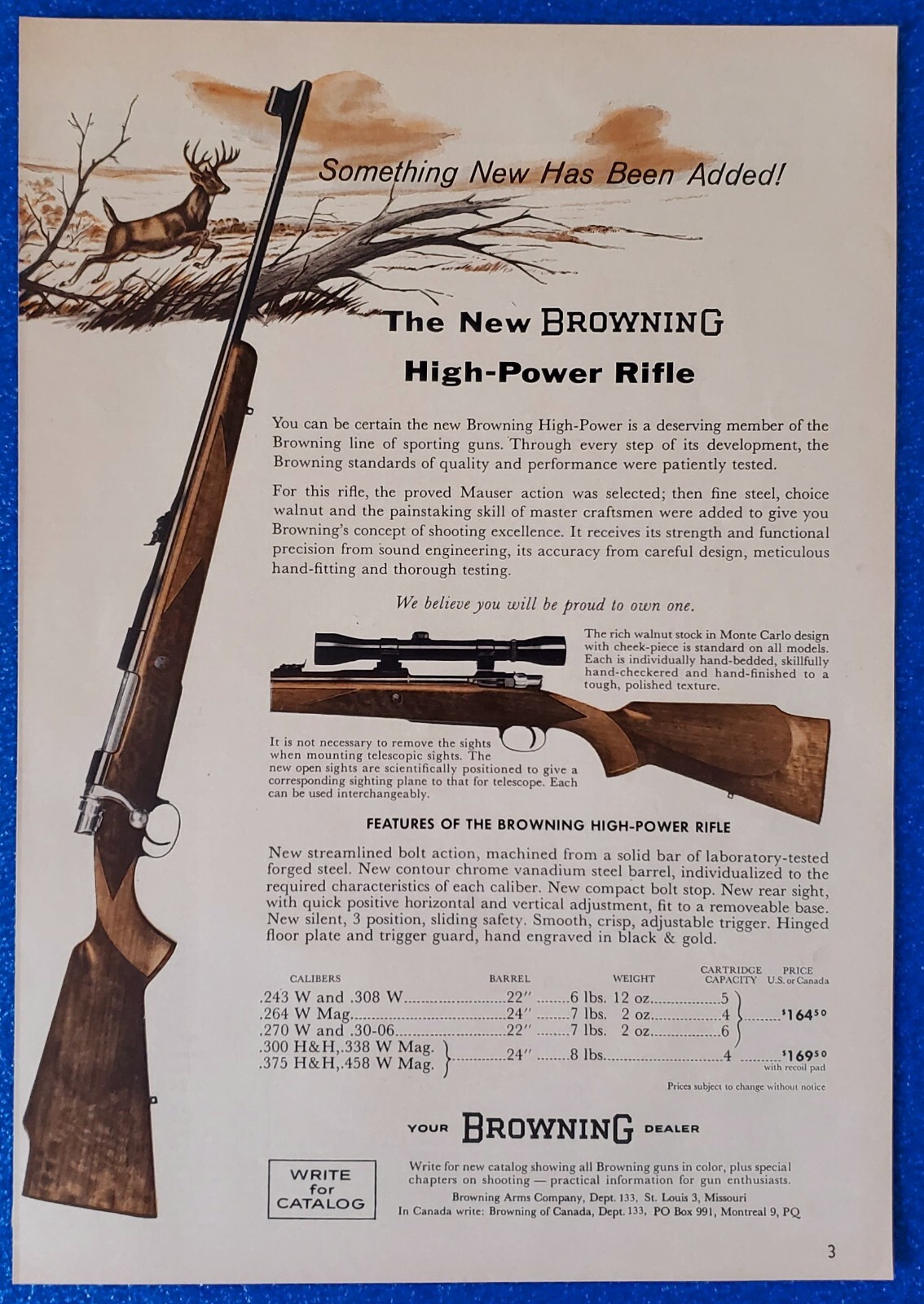 1960 BROWNING HIGH POWER RIFLE ORIGINAL FIREARM / GUN CLASSIC AMERICAN ...