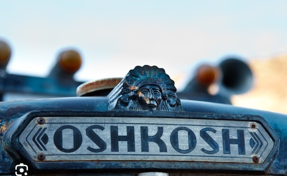 1940s Oshkosh Truck Emblem, Metal Sign, Art Deco Detailing, Big Chief ...