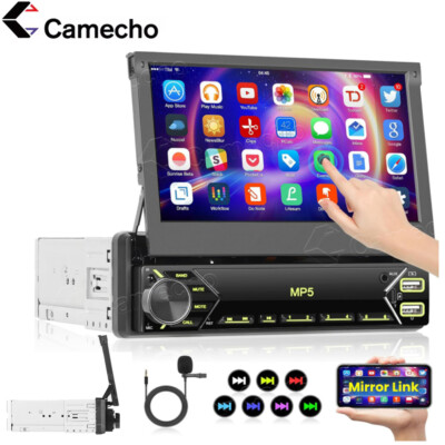 7" Single 1 DIN Car Stereo Flip Out Touch Screen Radio Bluetooth MP5 ...