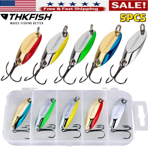 5pcs Metal Fishing Spoon Fishing Lure Bass Trout Perch Salmon Fishing ...