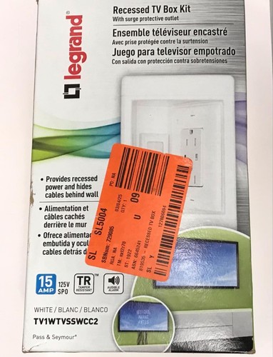 Legrand Recessed TV Media Box Kit with Surge Suppressing Outlet | eBay