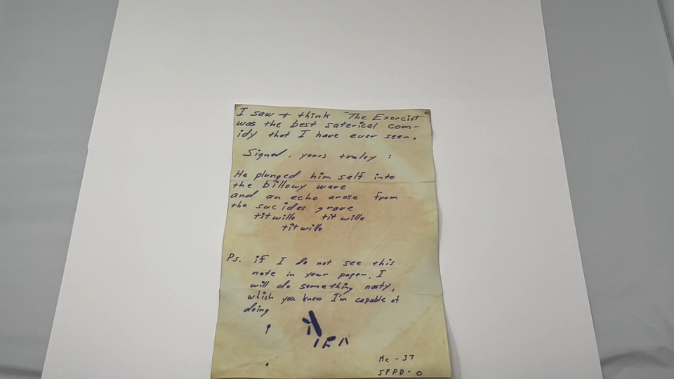 The Zodiac Killer Exorcist Letter Memorabilia Replica Letter Gothic Art ...