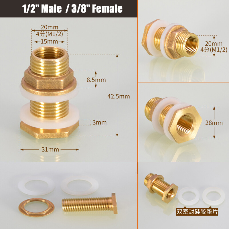 Brass Water Tank Connector Fittings Adapter Male/Female Thread Hose ...