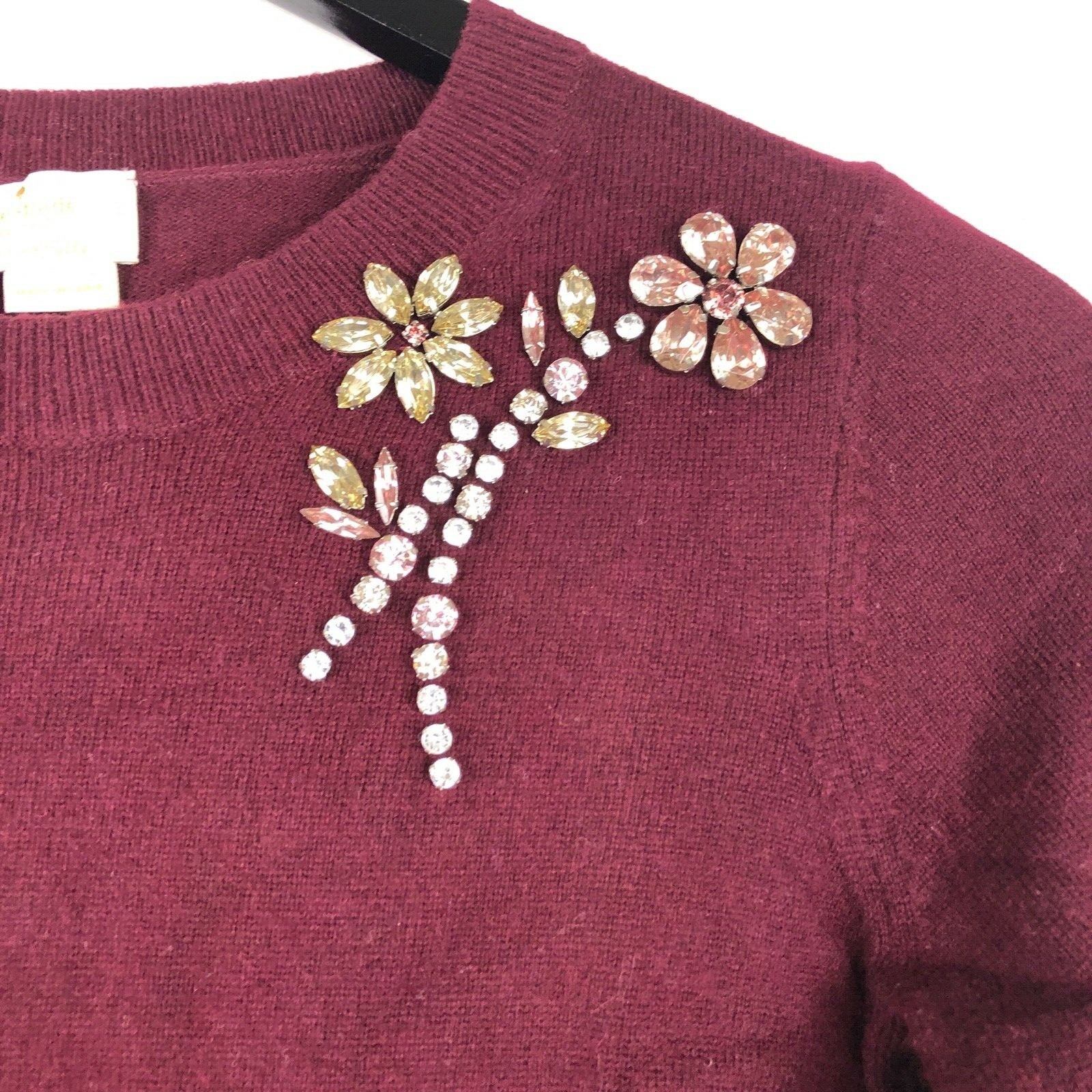 Kate Spade Sweater Embellished Brooch Wool Burgundy Size XXS NWT MSRP ...