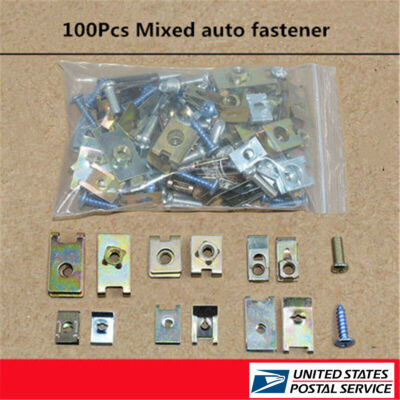 100pcs Car body door panel fastener fixed screw U Type gasket fender ...