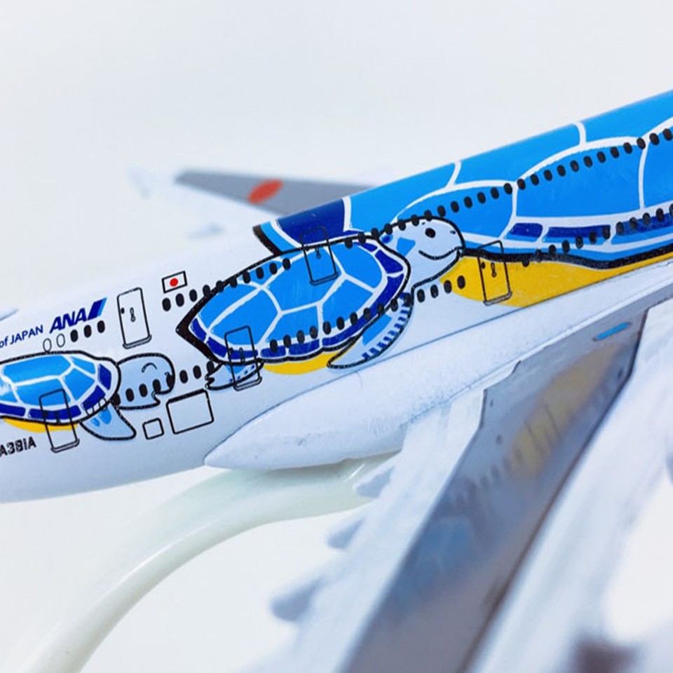 1:500 Scale Blue ANA Sea Turtle Painting A380 Alloy Plane Model Display ...