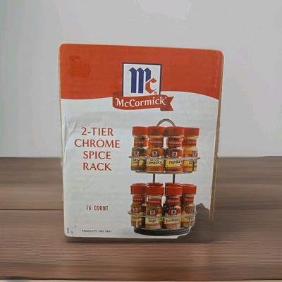 New-McCormick Gourmet Two Tier Chrome 16 Piece Organic Spice Rack ...