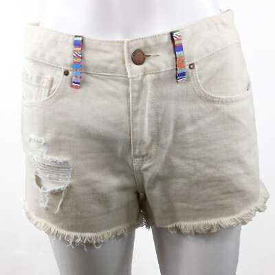 Preowned BULLHEAD DENIM CO. Beige Denim High Rise Cut Off Shorts Sz 25 ...