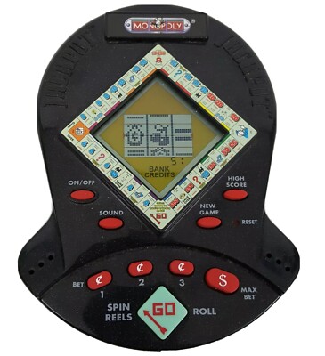 Jackpot Slot Handheld Machine Game Monopoly Electronic 1999 Hasbro Reel ...