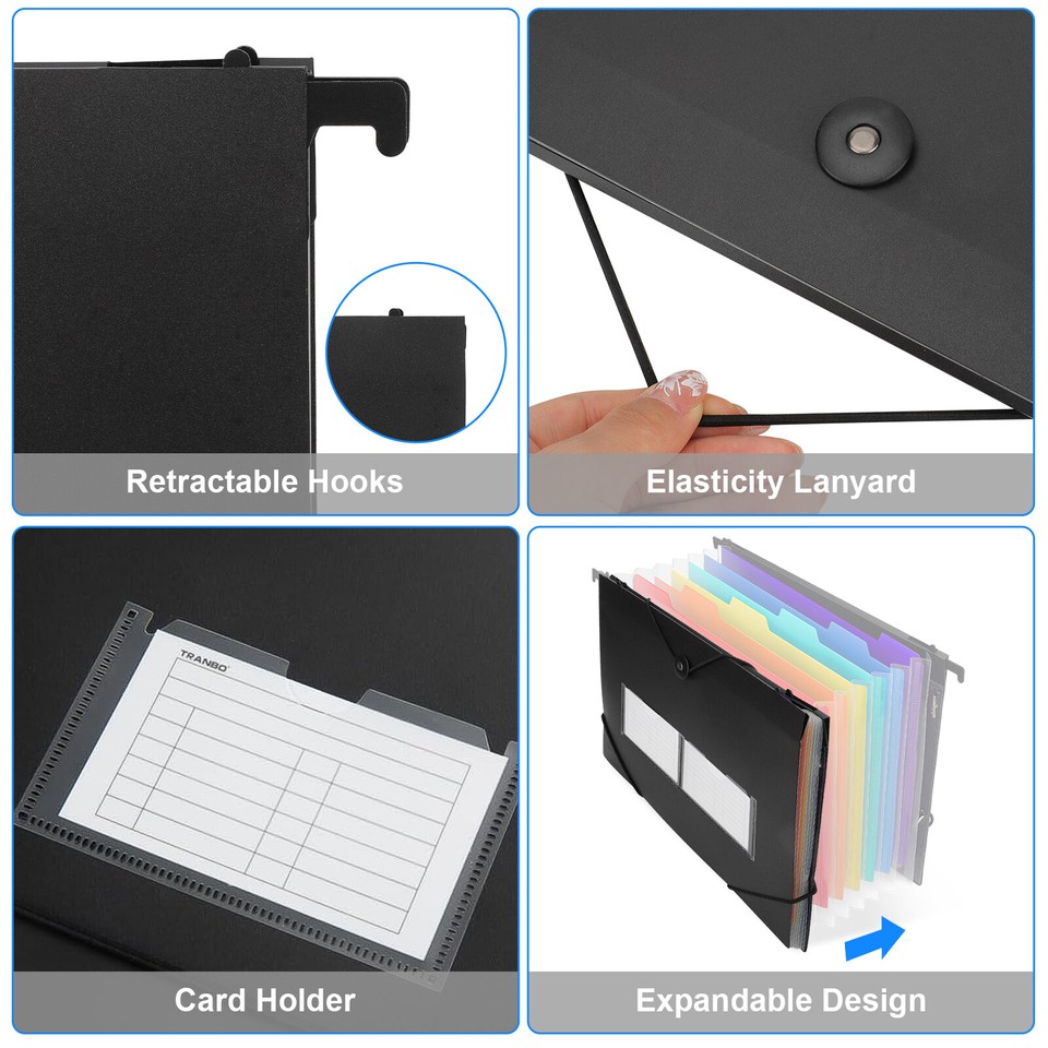 7 Pockets Expanding Hanging File Folders Universal Organizer w ...