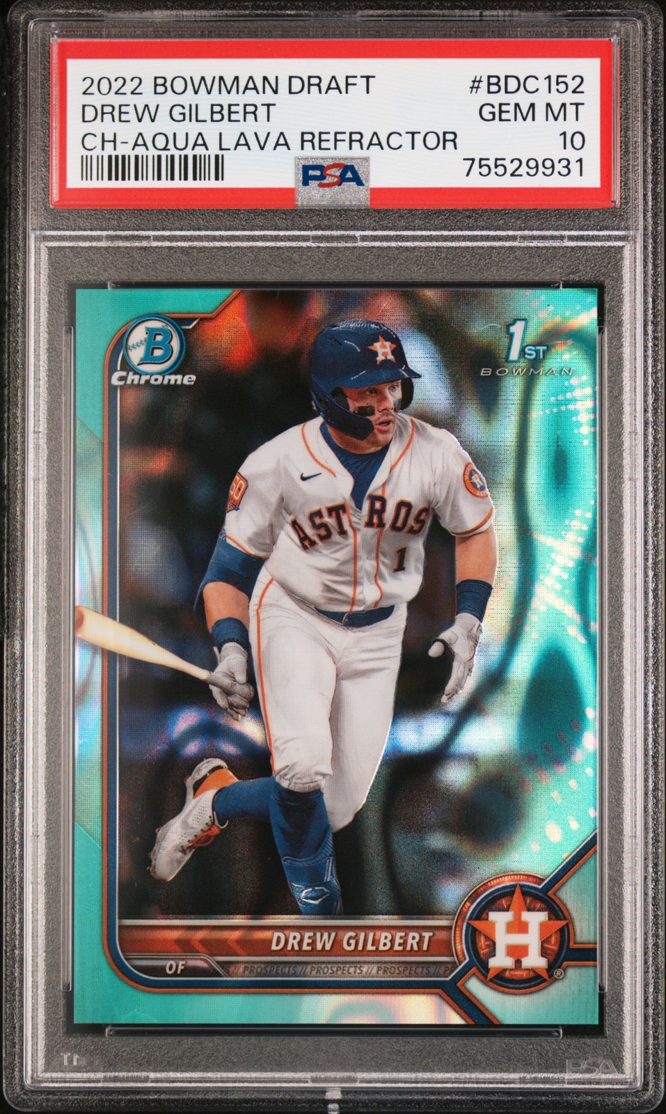 PSA 10 DREW GILBERT 1st 2022 Bowman Chrome AQUA LAVA REFRACTOR #/199 RC ...