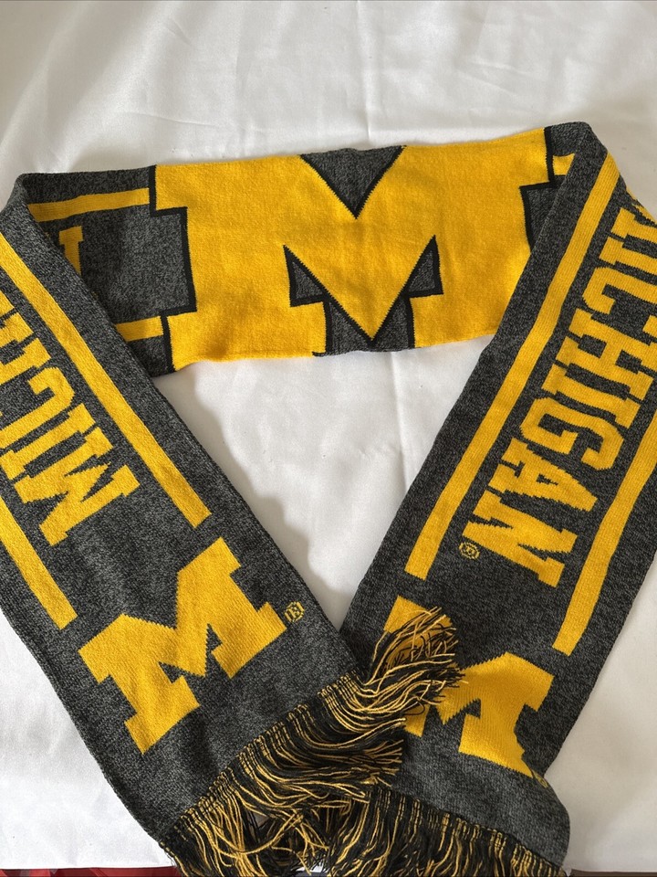 Michigan Wolverines Acrylic Scarf One Size Adult Gray Gold | eBay