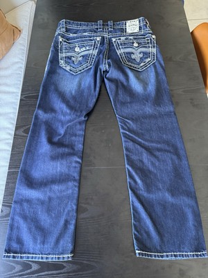 Mens Rock Revival Colin Straight Denim Jeans Size 33x30 Distressed | eBay