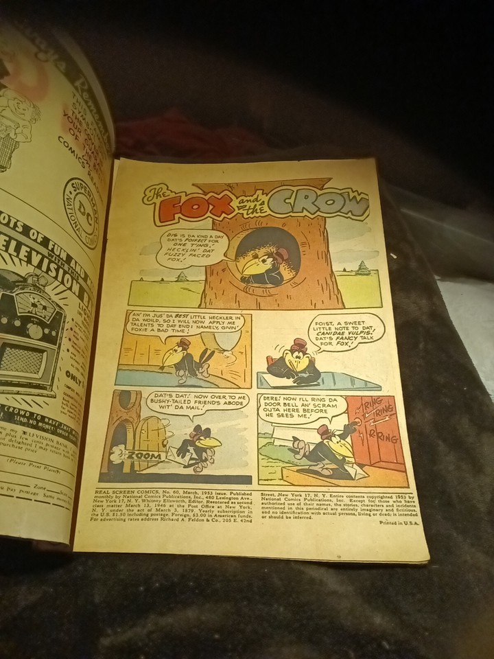 Real Screen #60 DC Comics 1953 Fox & Crow-prank cover Golden Age Funny ...