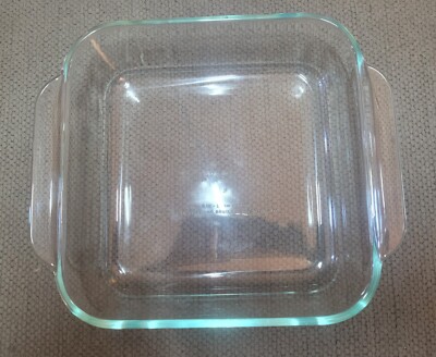 Pyrex 222 16 05 Blue Tint Clear 8x8 Square Glass 2 Qt Baking Brownie ...