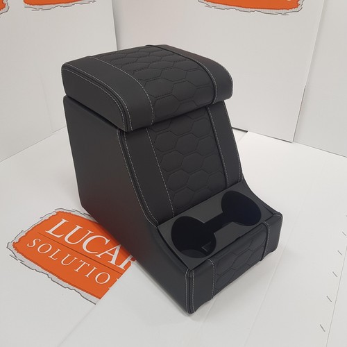 LRI front Honeycomb stitch leather arm rest cubby box Fit Land Rover ...