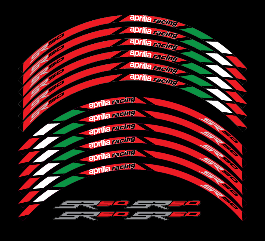 SR50 aprilia racing 13'' scooter wheel decals rim stickers stripes SR ...