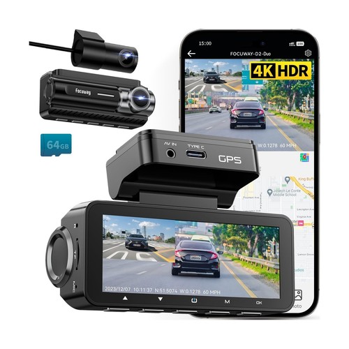 Dash Cam Front Rear 4K Built-in GPS 5GHz WiFi, 3.39’’ IPS Screen, Vo | eBay