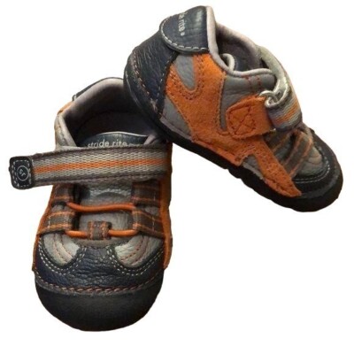 New Stride Rite Infant Shoes (Size 3W) Gray, Orange and Navy | eBay