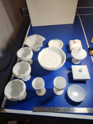 Milk glass serving set in great condition - vintage | eBay