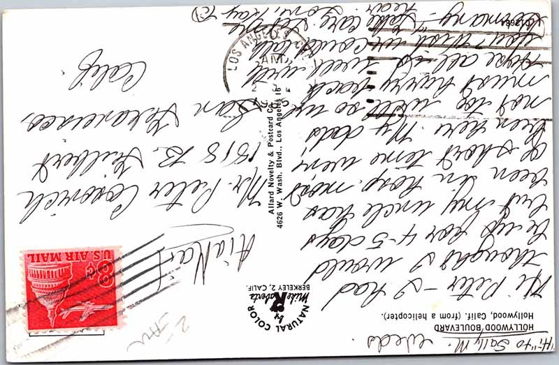 Postcard AERIAL VIEW SCENE Hollywood California CA j/01 AL4201 | eBay UK