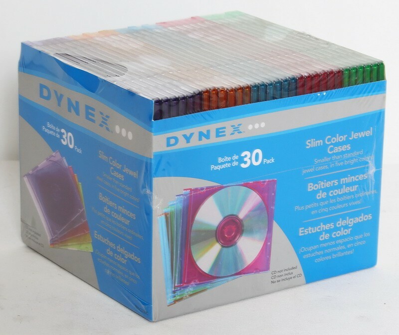 Dynex DX-CD30C 30-Pack DVD/CD-ROM Disc Slim Color Jewel Case Assorted ...