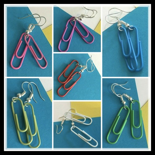 Handmade Paper Clip Hook Silver Earrings | eBay Australia