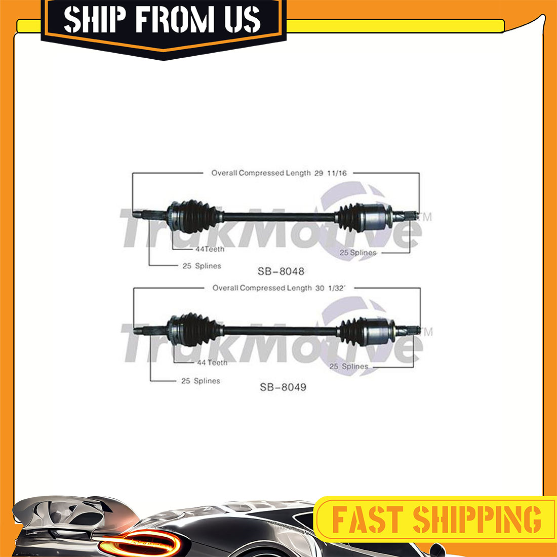 TrakMotive 2X Rear CV Axle Shaft Fits Subaru Legacy Outback AWD 2000-04 ...