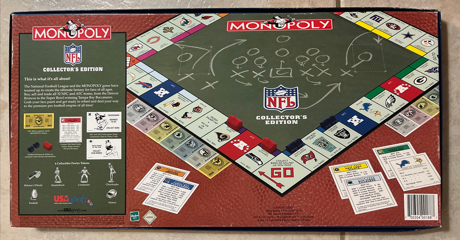 Monopoly NFL Collector's Edition Hasbro Board Game 2003 6 Pewter Tokens ...