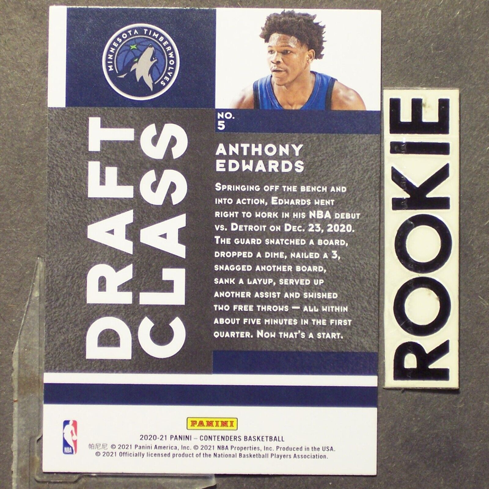 ANTHONY EDWARDS RC 2020-21 Panini Contenders '20 Draft Class #5 ...