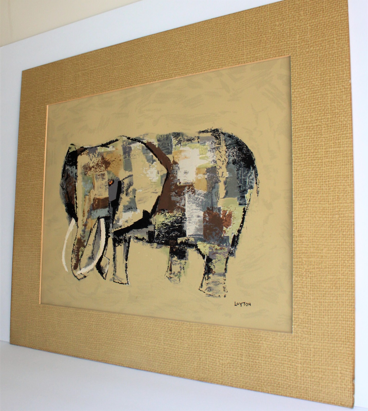 MARGARET LAYTON VINTAGE SILKSCREEN PRINT TITLED JUMBO MID CENTURY ...