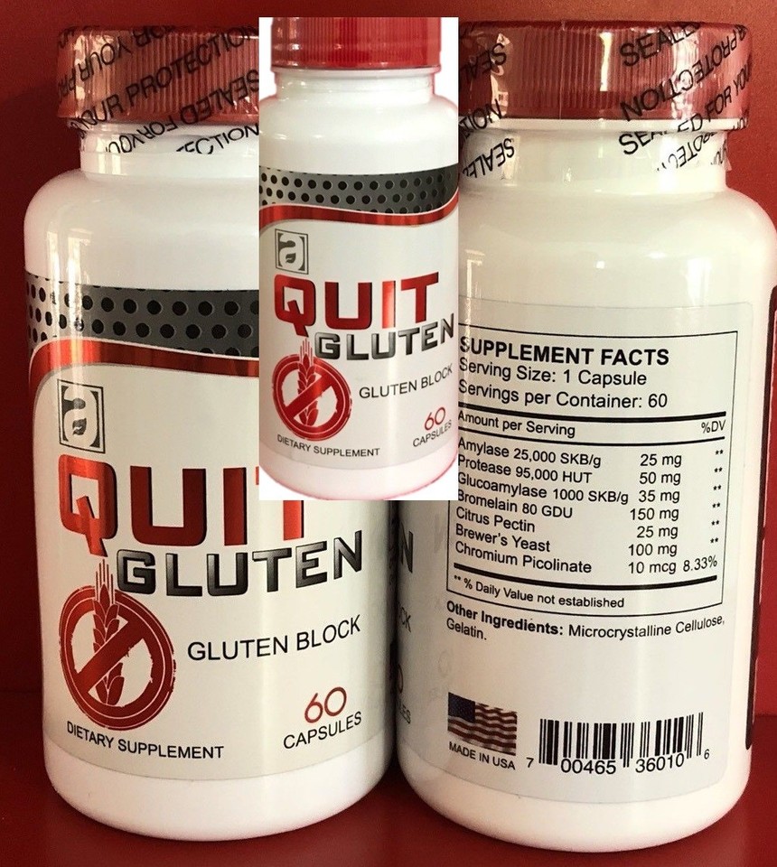 Quit Gluten Block Free 40 % Off 60 capsules Dietary Supplement Easy ...
