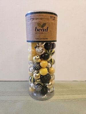 Bead Design Co Bubblegum Bead Mix Yellow Black Gold Jewelry Crafts | eBay
