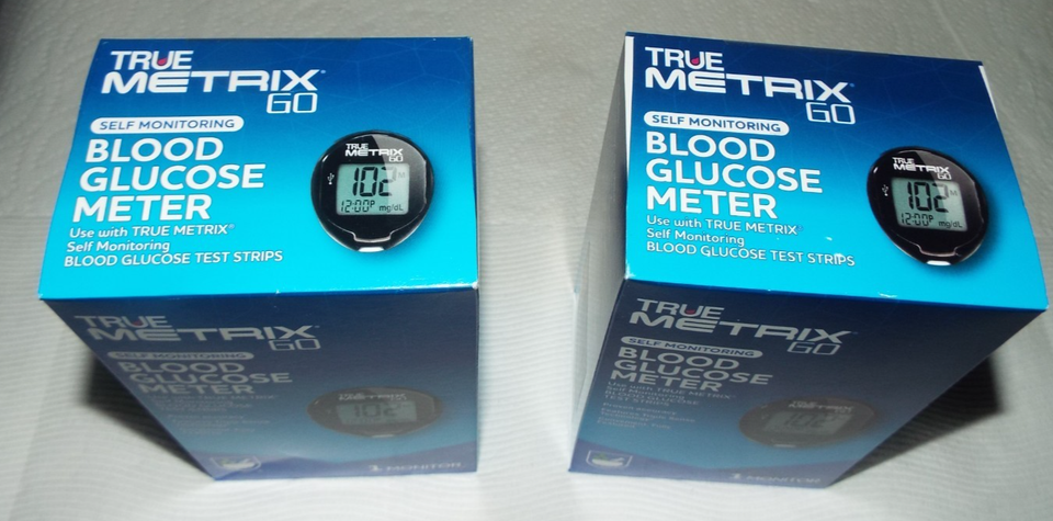 2 NEW TRUE METRIX GO BLOOD GLUCOSE METERS SELF MONITORING SYSTEMS READ ...