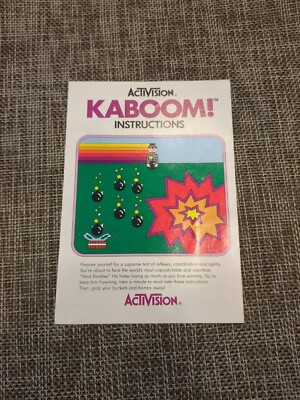1981 Vintage ATARI 2600 KABOOM! Video Game INSTRUCTIONS BOOKLET Manual ...
