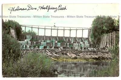 1912 Holmen Dam, Halfway Creek, Wisconsin; history, photo postcard RPPC ...