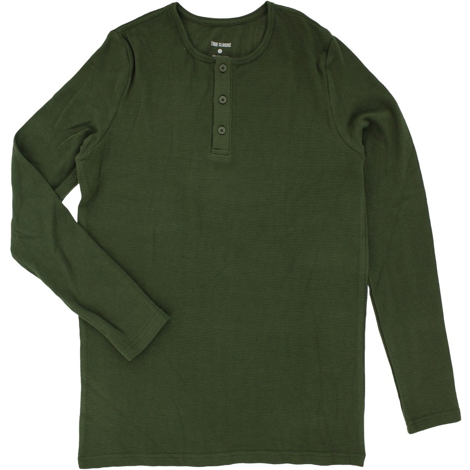 True Classic Men's Shirt, Long Sleeve Waffle Henley style Crew Neck ...