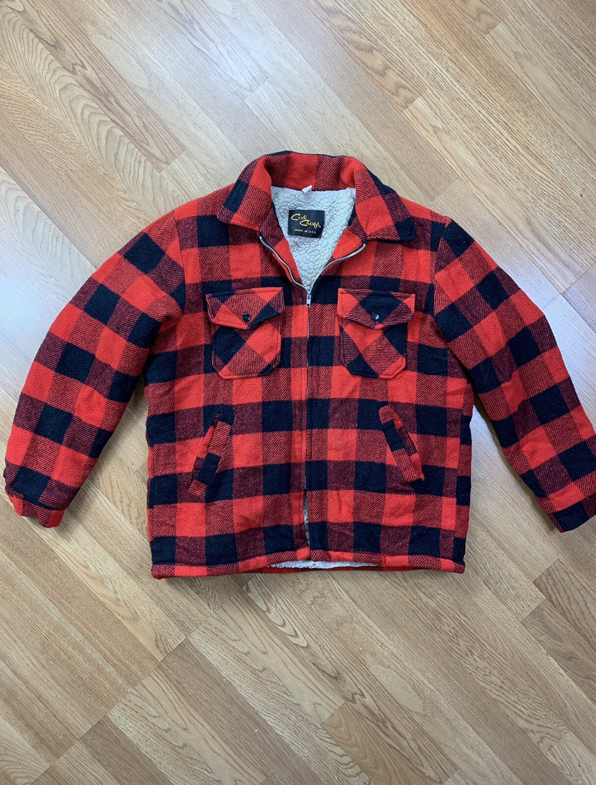 Vintage Cal Craft Jacket Sherpa Lined Buffalo Plaid R… - Gem