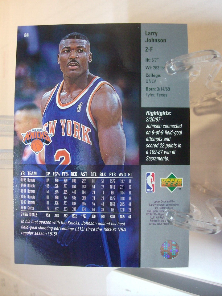 1997-98 Upper Deck Basketball #84 - Larry Johnson - New York Knicks 97 ...