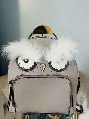 Kate Spade Star Owl Tomi Cityscape Grey Leather Backpack Shoulder Bag ...