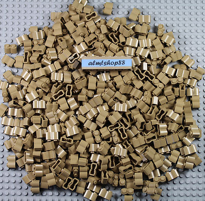 LEGO - 1x2 Brick Logs Dark Tan Castle Palisade Fort Beige Blocks #30136 ...