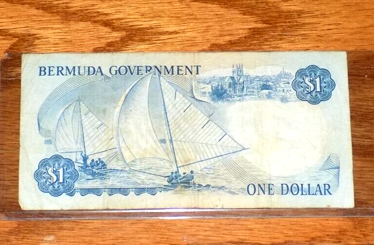 BERMUDA 1 Dollar 1970 P-23 Government QEII Circulated $1 Banknote Note ...