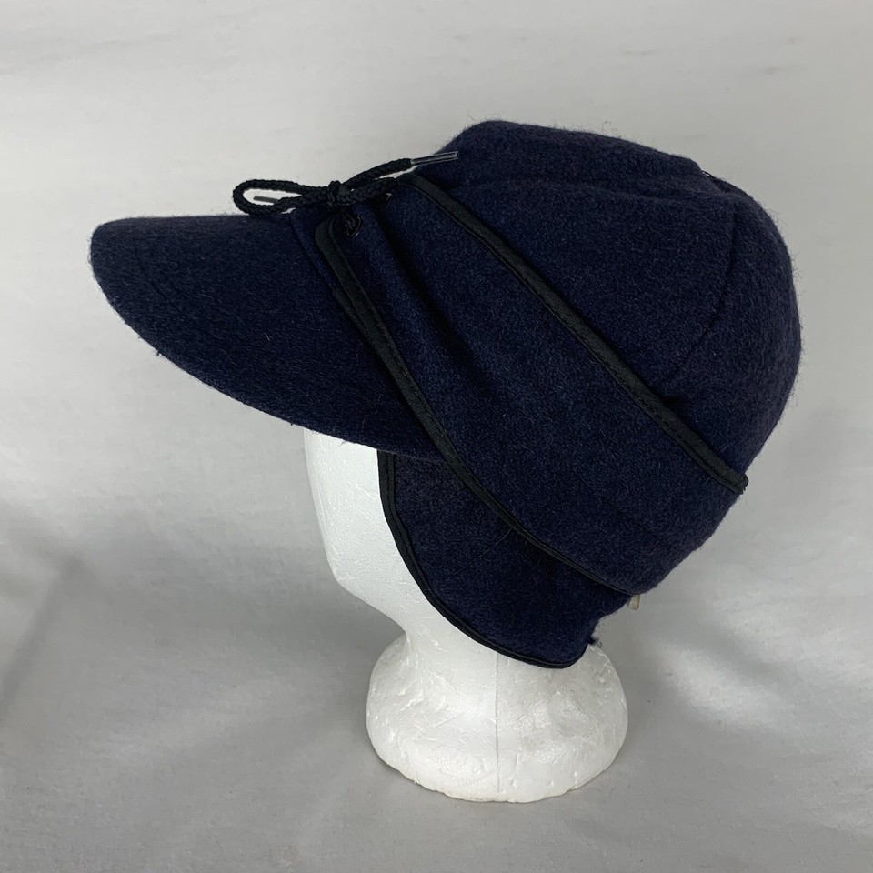Vintage WPL 807 Hat Cap SZ 6 7/8 Wool Blue Woodsman Trapper Hunting ...