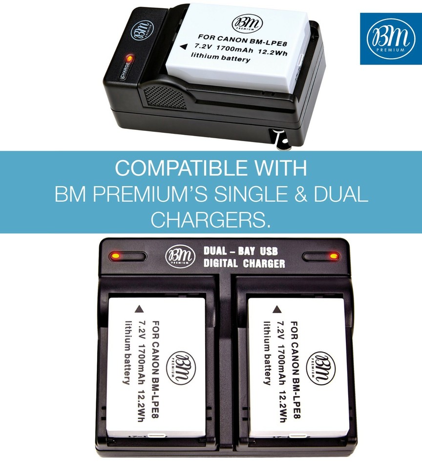 BM 2-Pack LP-E8 Batteries for Canon EOS 550D, EOS 600D, EOS 650D, EOS ...